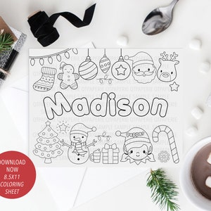 Elf Coloring Sheet, Christmas Name Coloring Page, Elf Activity, Elf ...