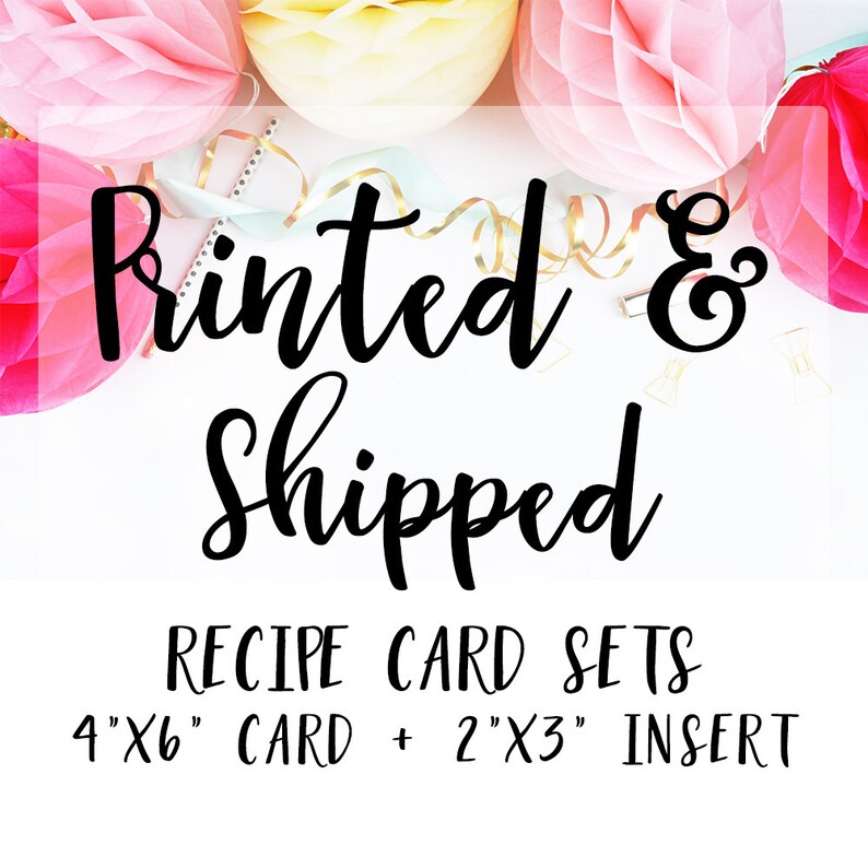 Recipe Card Inserts Printed Recipe Cards Bridal Shower | Etsy