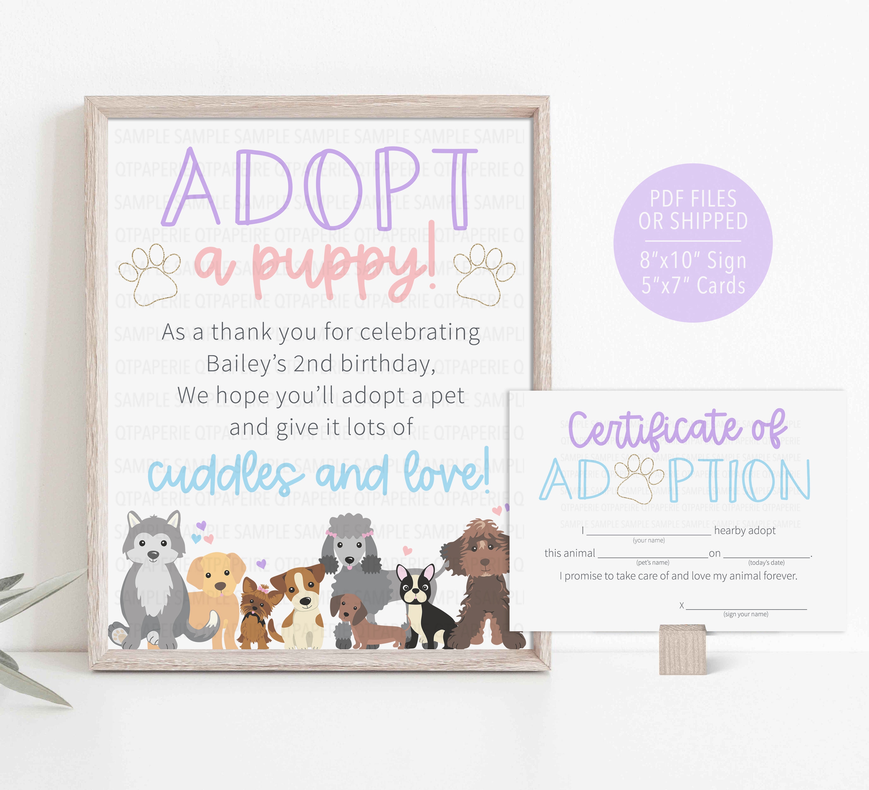 Adopt a Puppy Sign Puppy Adoption Certificate Puppy - Etsy