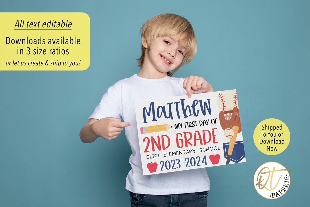 Baseball First Day of School Sign, Last Day of School Sign, Baseball ...