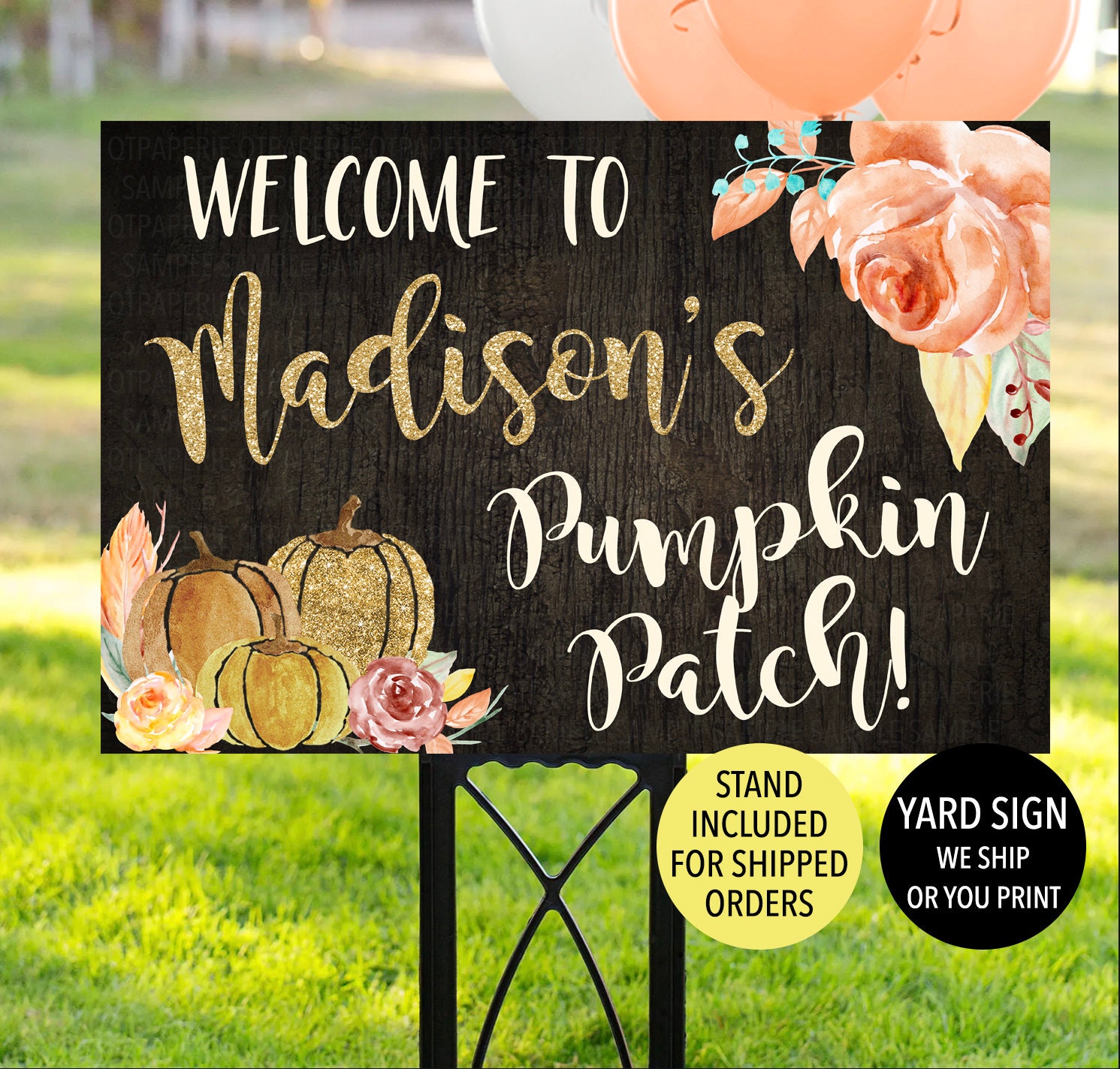 Pumpkin Patch Yard Sign Glitter Pumpkin Patch Sign Girl - Etsy