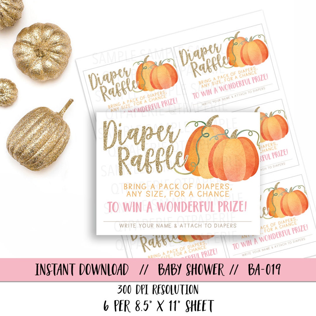 Pumpkin Diaper Raffle Game, Fall Baby Shower, Fall Diaper Raffle, Girl ...