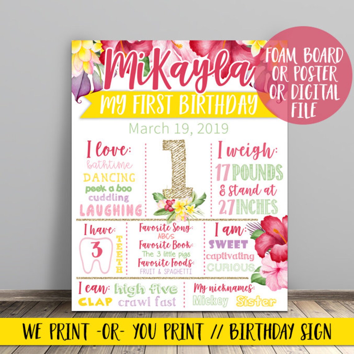 Tropical Birthday Chalkboard Luau Birthday Chalkboard | Etsy