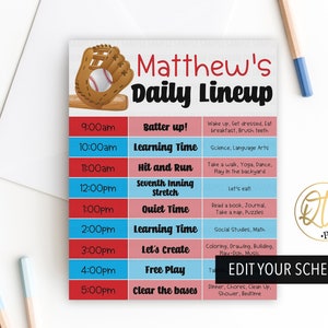 Baseball Home School Daily Schedule, Baseball Daily Routine Schedule ...
