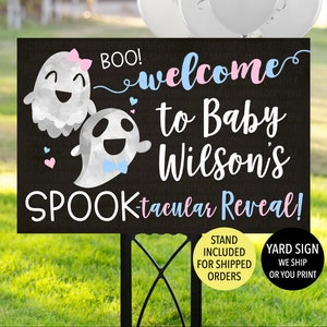 Spooky Gender Reveal Welcome Sign, Halloween Gender Reveal Entrance ...