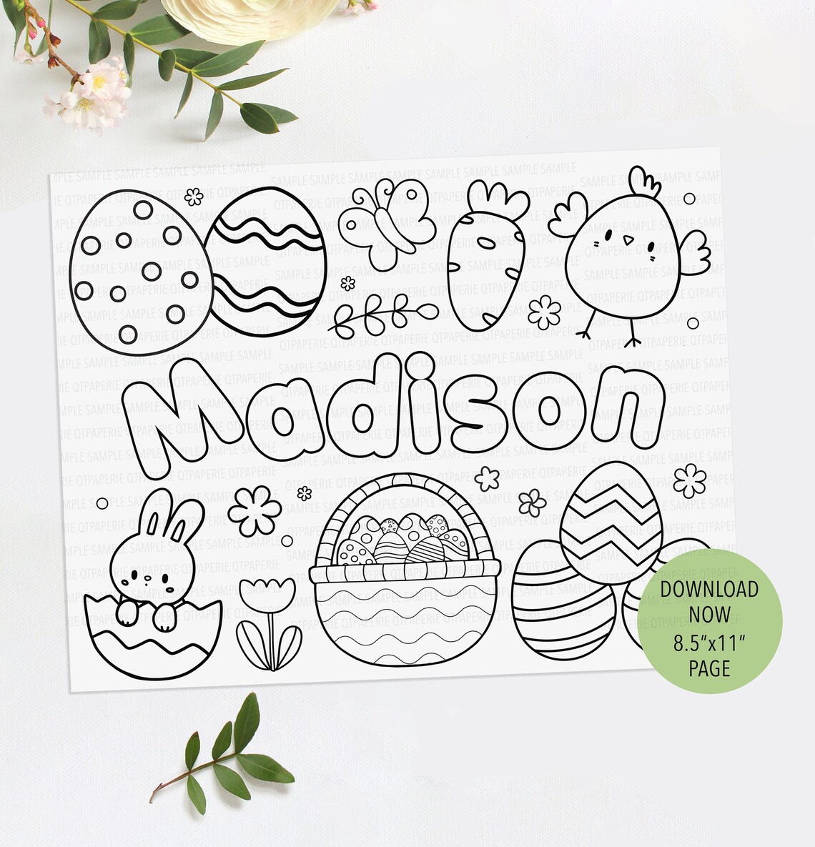 Easter Coloring Sheet, Easter Name Coloring Page, Easter Classroom Game ...