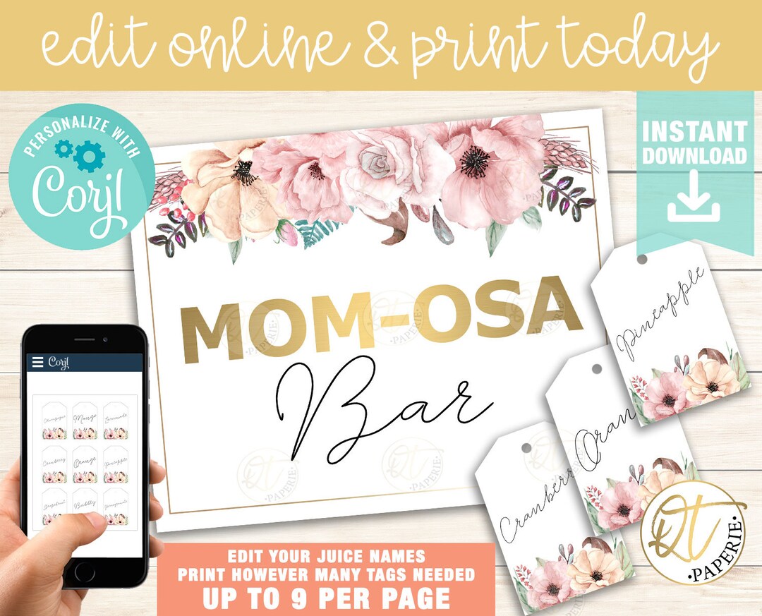 Momosa Bar Sign Instant Download, Momosa Baby Shower Sign, Mom-osa Bar ...