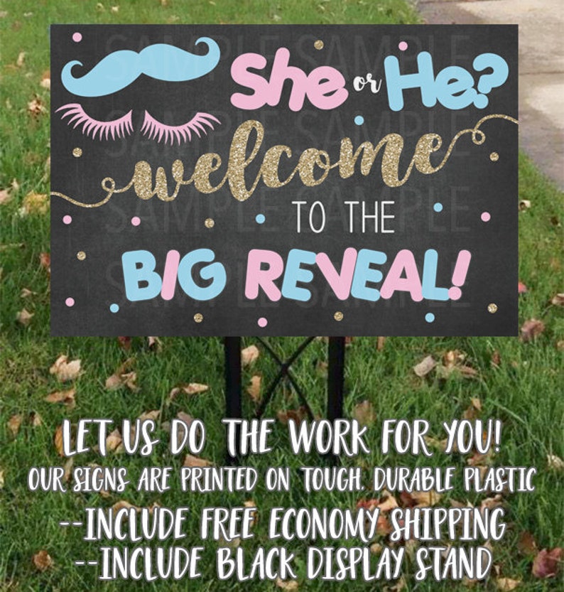 Staches or Lashes Yard Sign, Staches or Lashes Reveal Welcome Sign ...