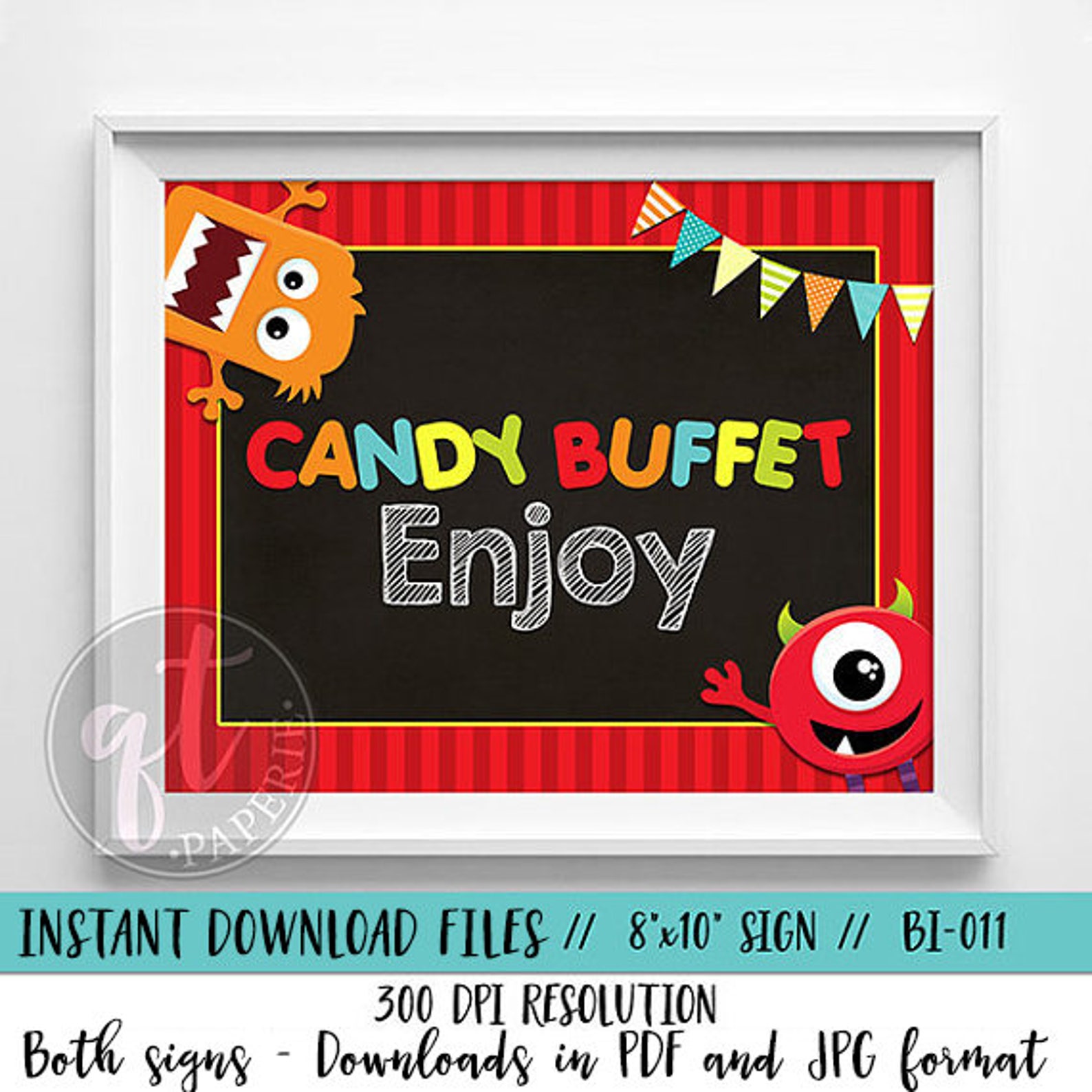 Monster Party Sign, Monster Favor Sign, Monster Birthday Sign, Monster ...
