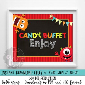 Monster Party Sign, Monster Favor Sign, Monster Birthday Sign, Monster ...