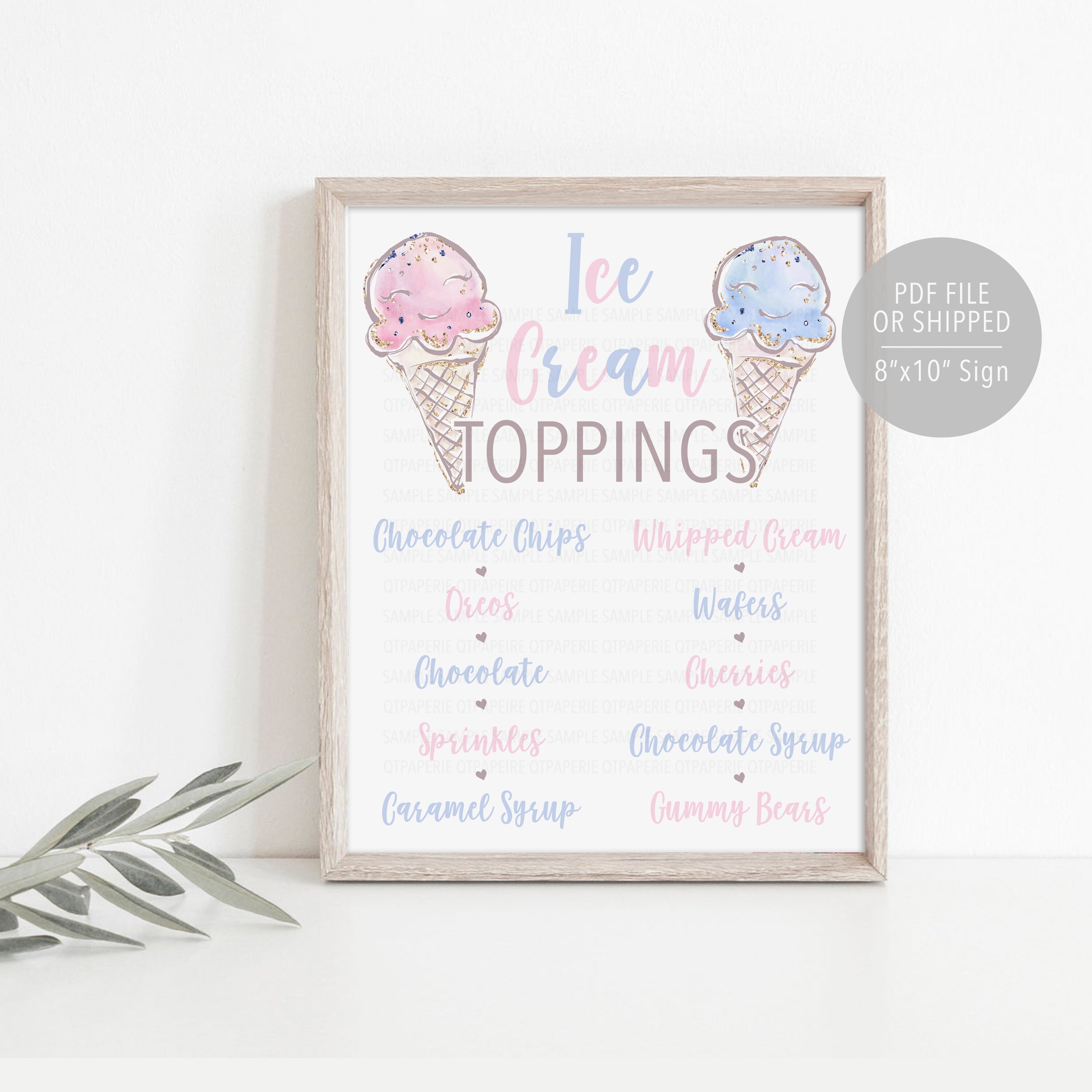Ice Cream Topping Signs Ice Cream Toppings Sign Etsy