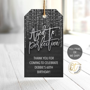 Aged to Perfection Tag, 50th Birthday Tag, Gold Birthday Thank You Tag ...
