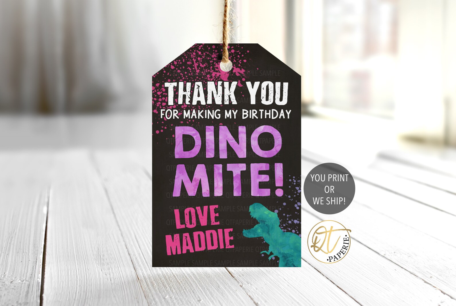 Dinosaur Birthday Thank You Tag Dinosaur Thank You Dino Mite | Etsy