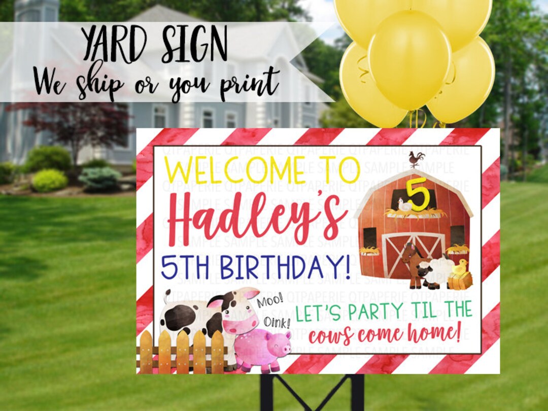 Farm Birthday Sign, Barnyard Welcome Sign, Barnyard Birthday Welcome ...