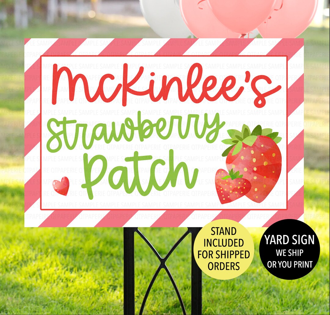 Strawberry Patch Sign, Berry Sweet Birthday Sign, Strawberry Sign ...