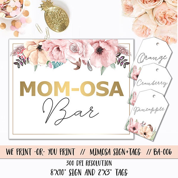 Momosa Bar Momosa Bar Sign Mom-osa Bar Mimosa Bar Sign - Etsy