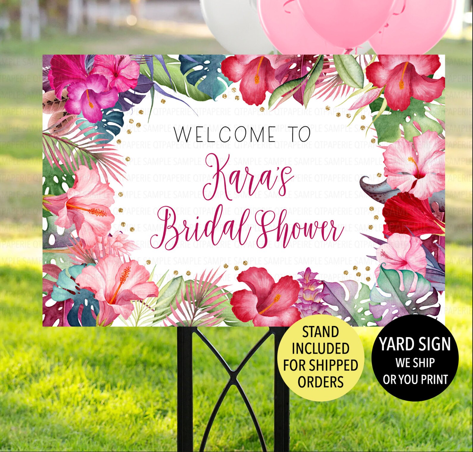 Tropical Welcome Sign, Tropical Bridal Shower Sign, Tropical Yard Sign ...