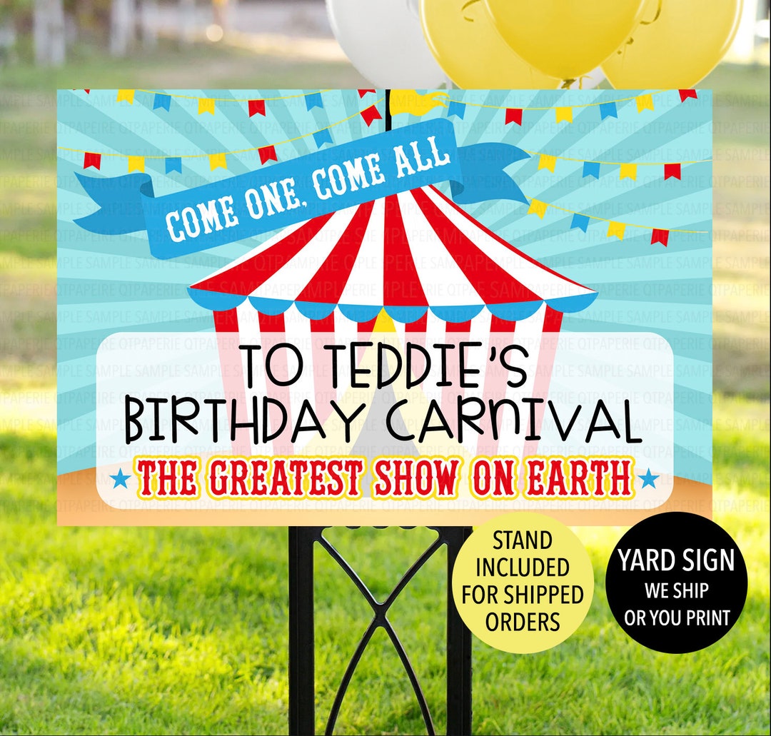 Carnival Birthday Sign, Carnival Welcome Sign, Circus Tent Yard Sign ...