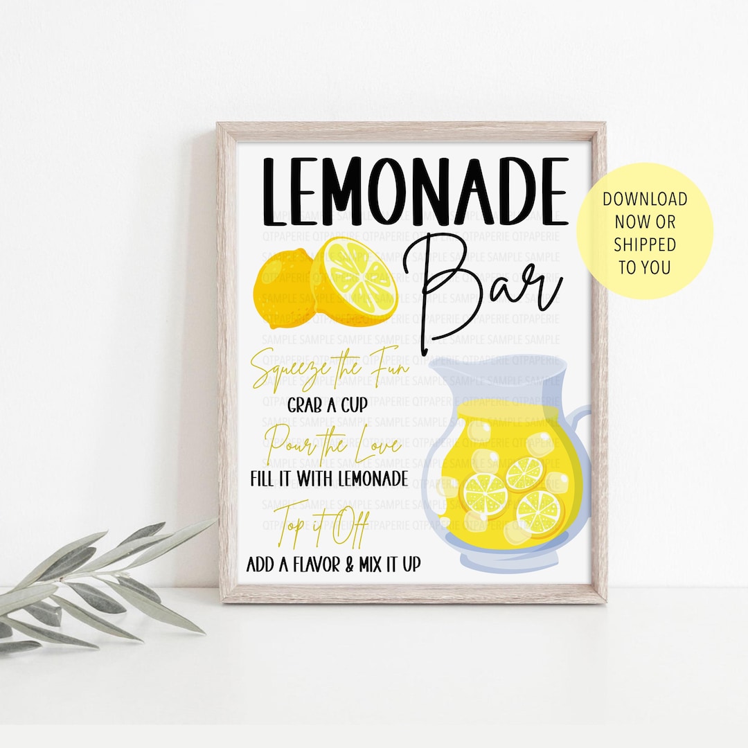 Lemonade Bar Sign for Party | Summer Drink Station Decor | Printable or ...