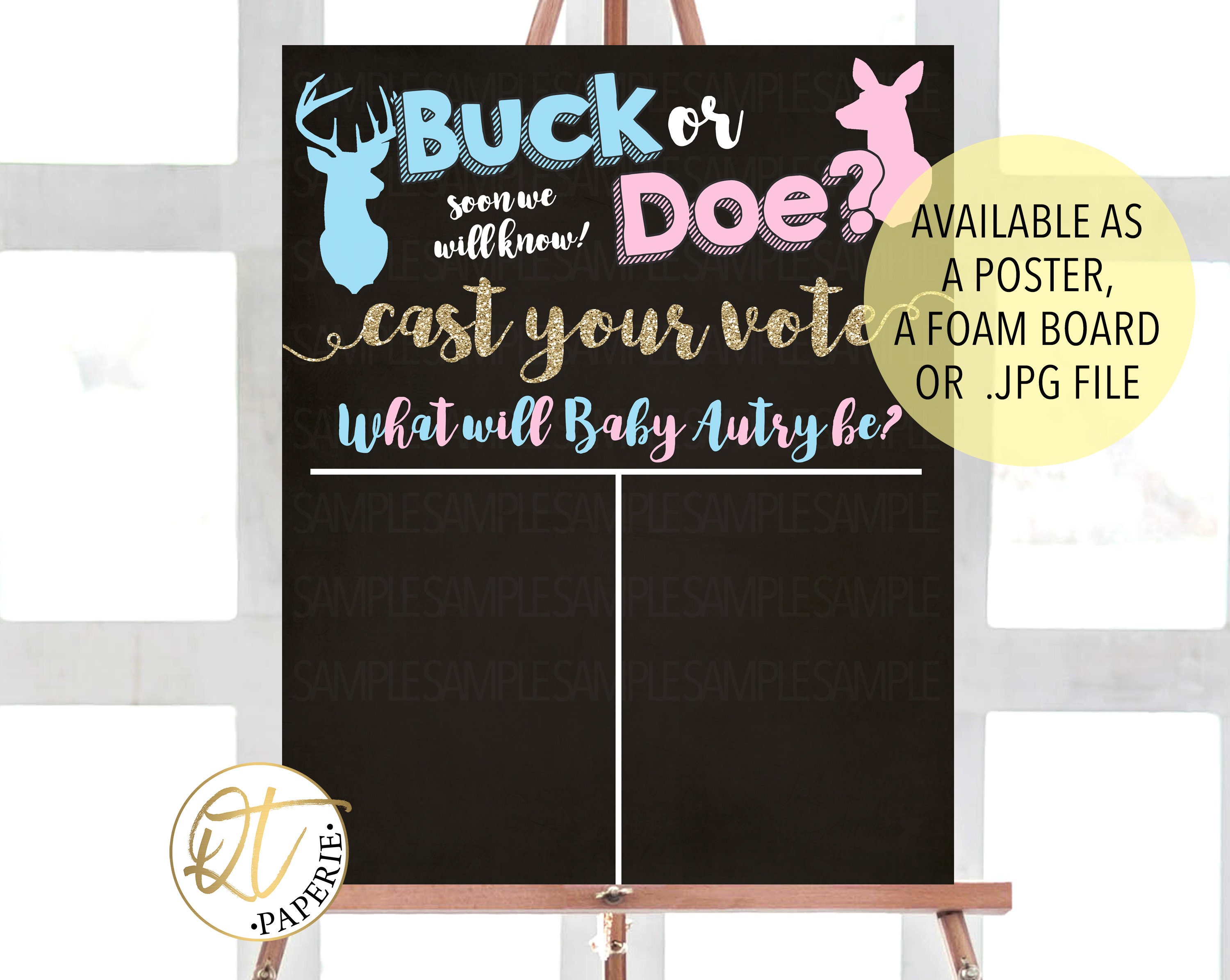 Buck or Doe Gender Vote Sign Buck Doe Gender Reveal Sign - Etsy