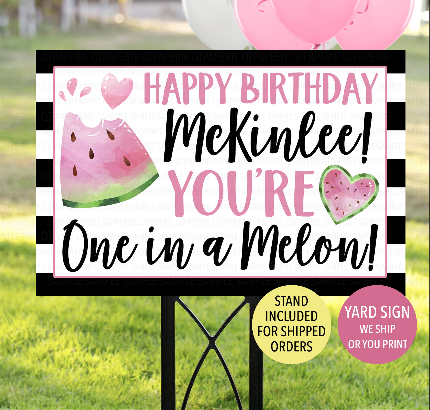 Watermelon Happy Birthday Sign One in a Melon Birthday - Etsy