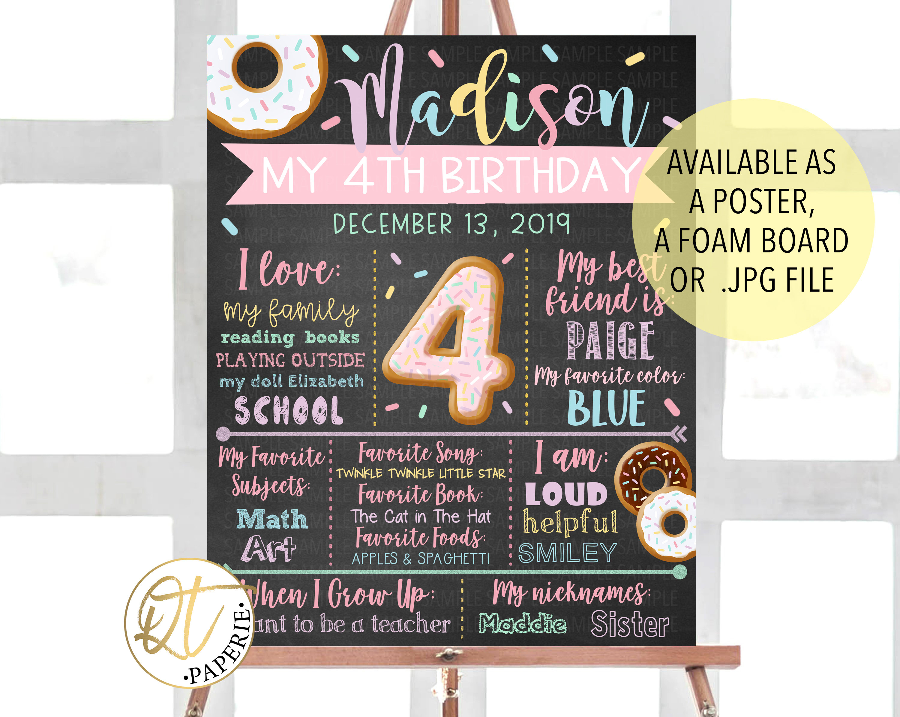 Donut Birthday Sign Donut Birthday Poster Donut Chalkboard - Etsy