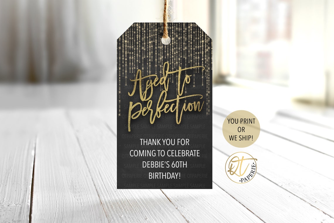 Aged to Perfection Tag 50th Birthday Tag Gold Birthday Thank - Etsy