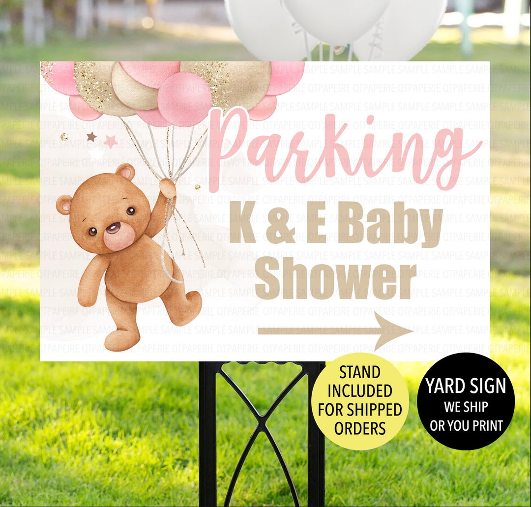 Bearly Baby Shower Parking Sign, We Can Barely Wait Sign, Teddy Bear ...