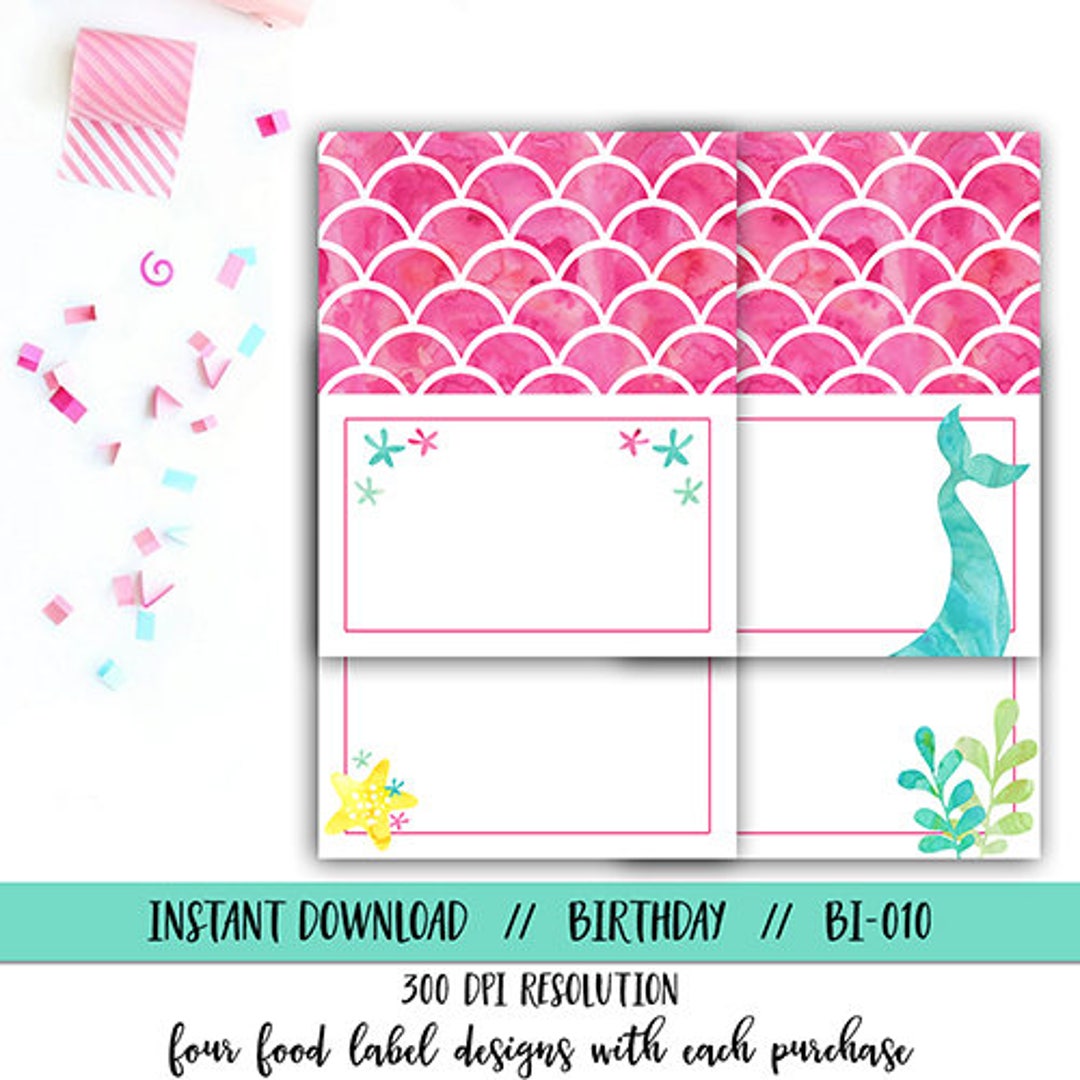 Mermaid Food Tent, Mermaid Food Label, Mermaid Party Food Label ...