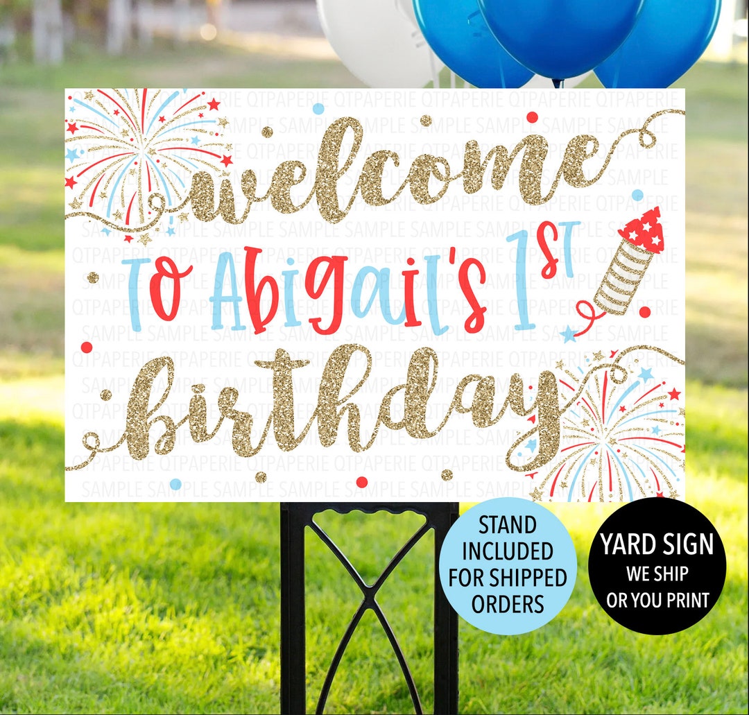 Fourth of July Birthday Welcome Sign Firework Sign Firework - Etsy