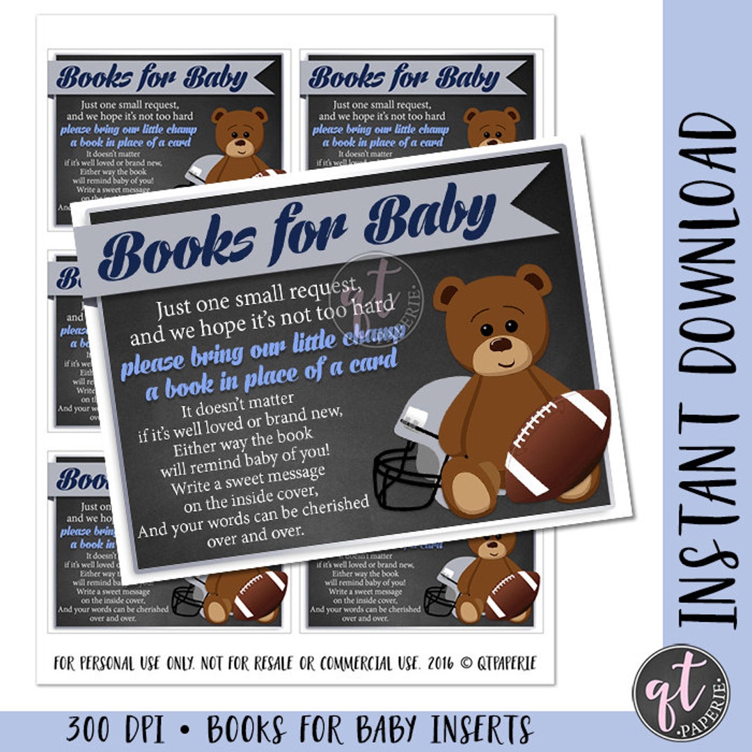 Football Books for Baby, Books for Baby Insert, Football Baby Shower ...