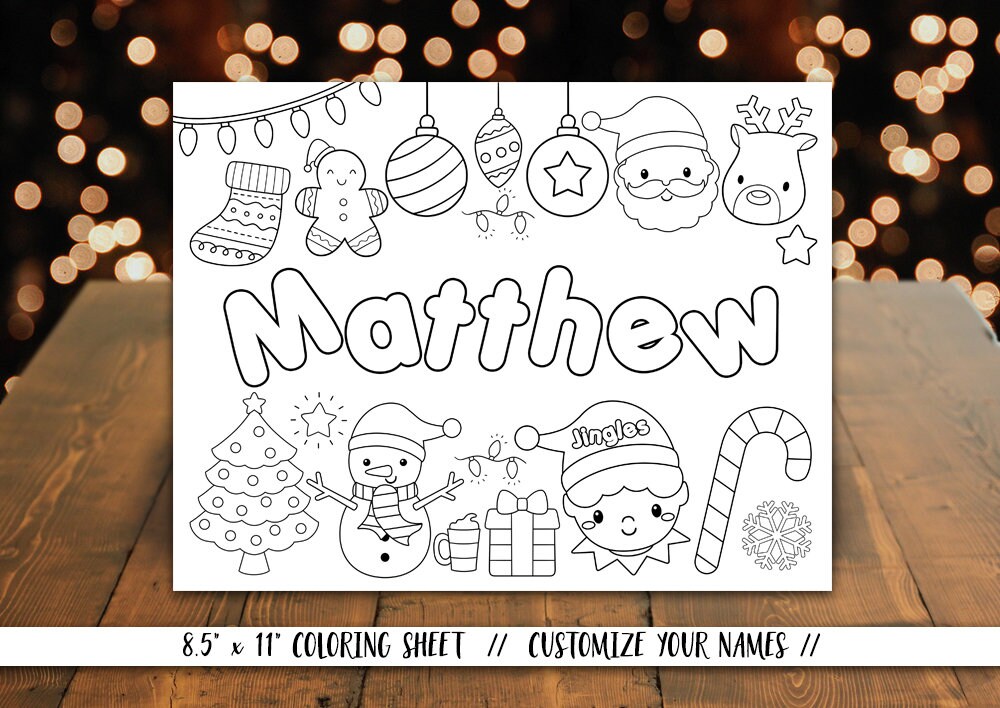 Elf Coloring Sheet, Christmas Name Coloring Page, Elf Activity, Elf ...