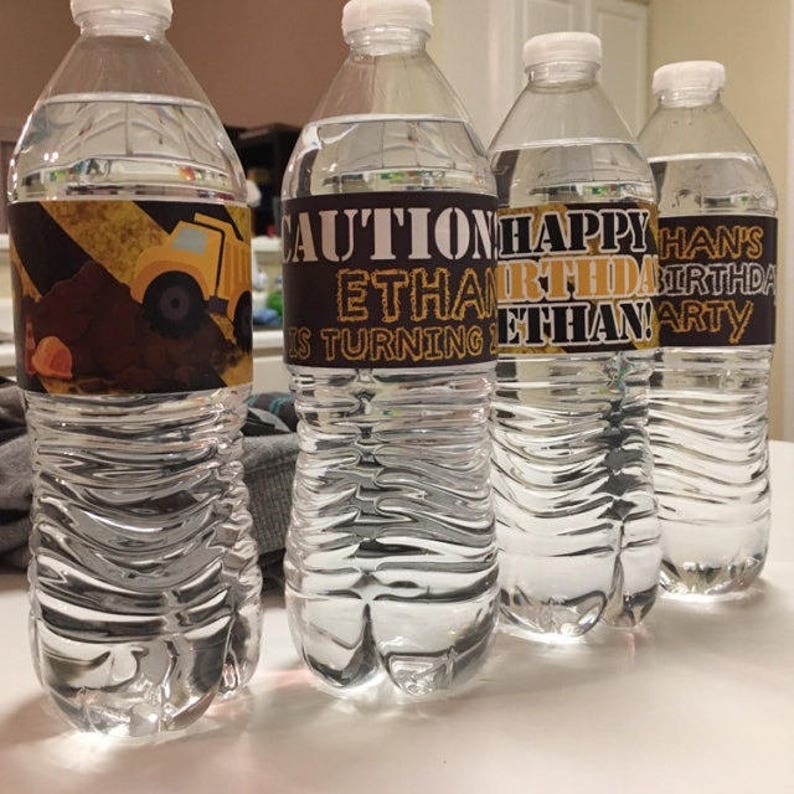 Construction Bottle Labels Printed Construction Birthday - Etsy
