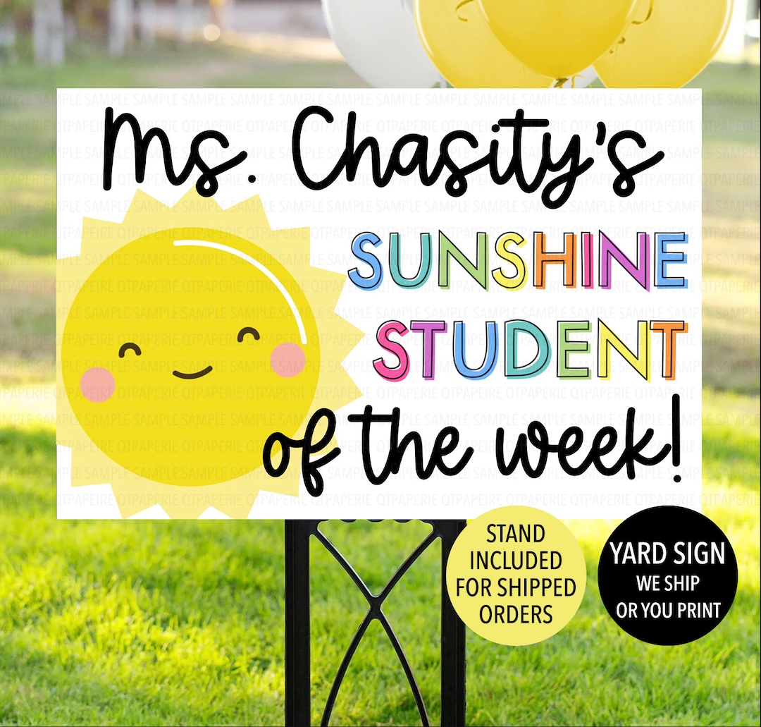 Sunshine Student of the Week Sign, Student of the Month Sign, Take Home ...