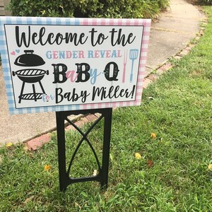 Baby Q Gender Reveal Sign, Barbeque Gender Reveal Welcome Sign, Baby-q ...