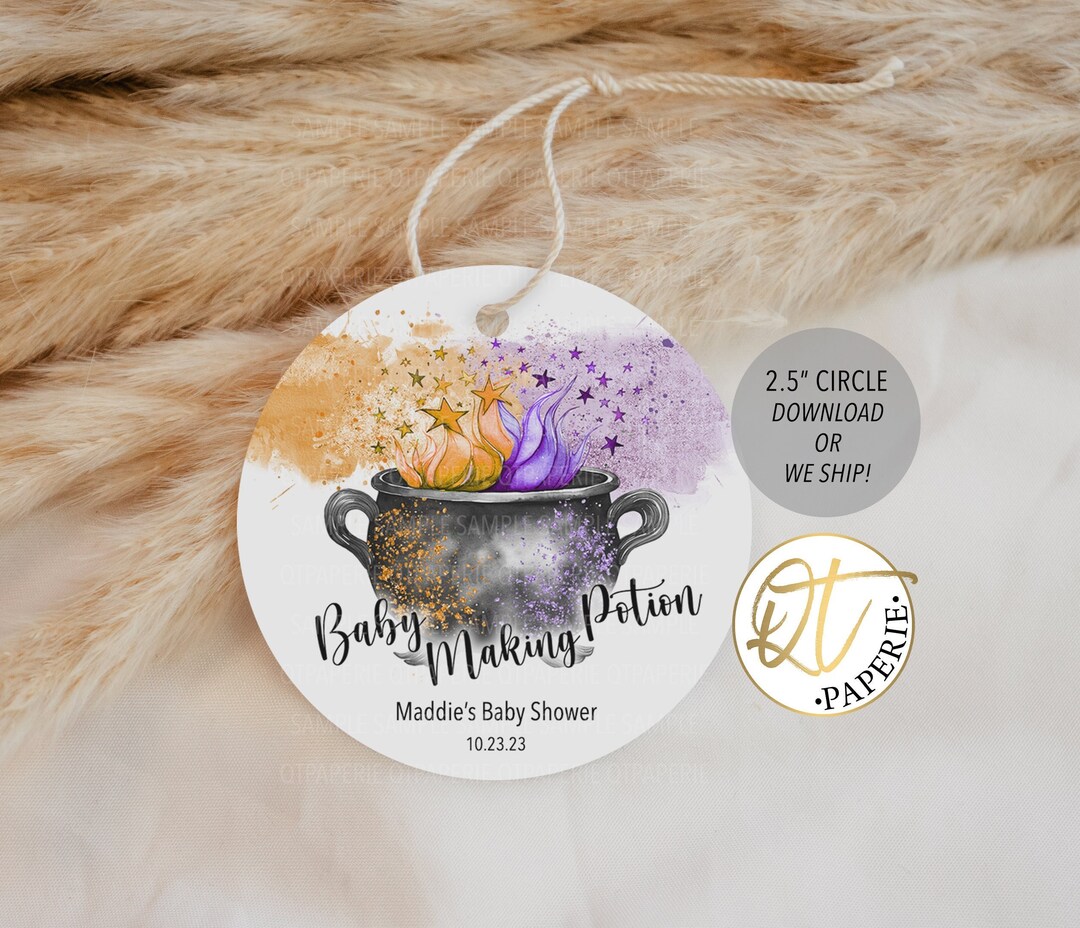 Baby Making Potion Tag, Halloween Baby Shower Favor Tag, Halloween ...