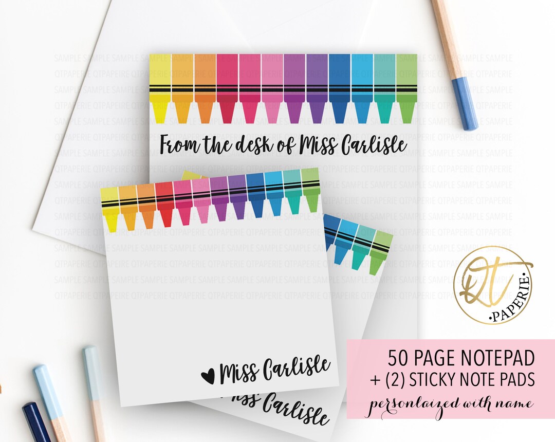Teacher Sticky Note, Crayon Teacher Notepad, Teacher Appreciation ...