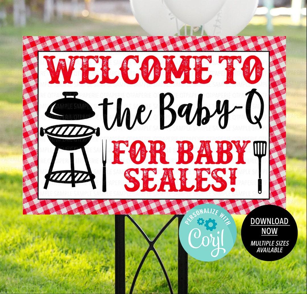 Baby Q Baby Shower Sign, Barbeque Baby Shower Sign, Baby-q Welcome Sign ...