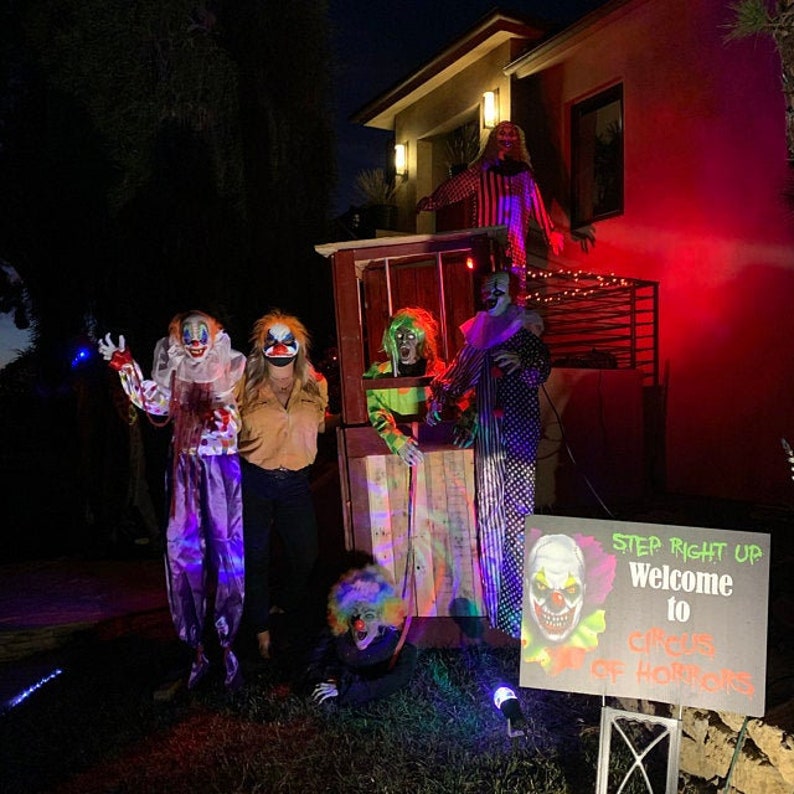 Scary Clown Welcome Sign, Haunted Circus Sign, Halloween Circus Welcome ...