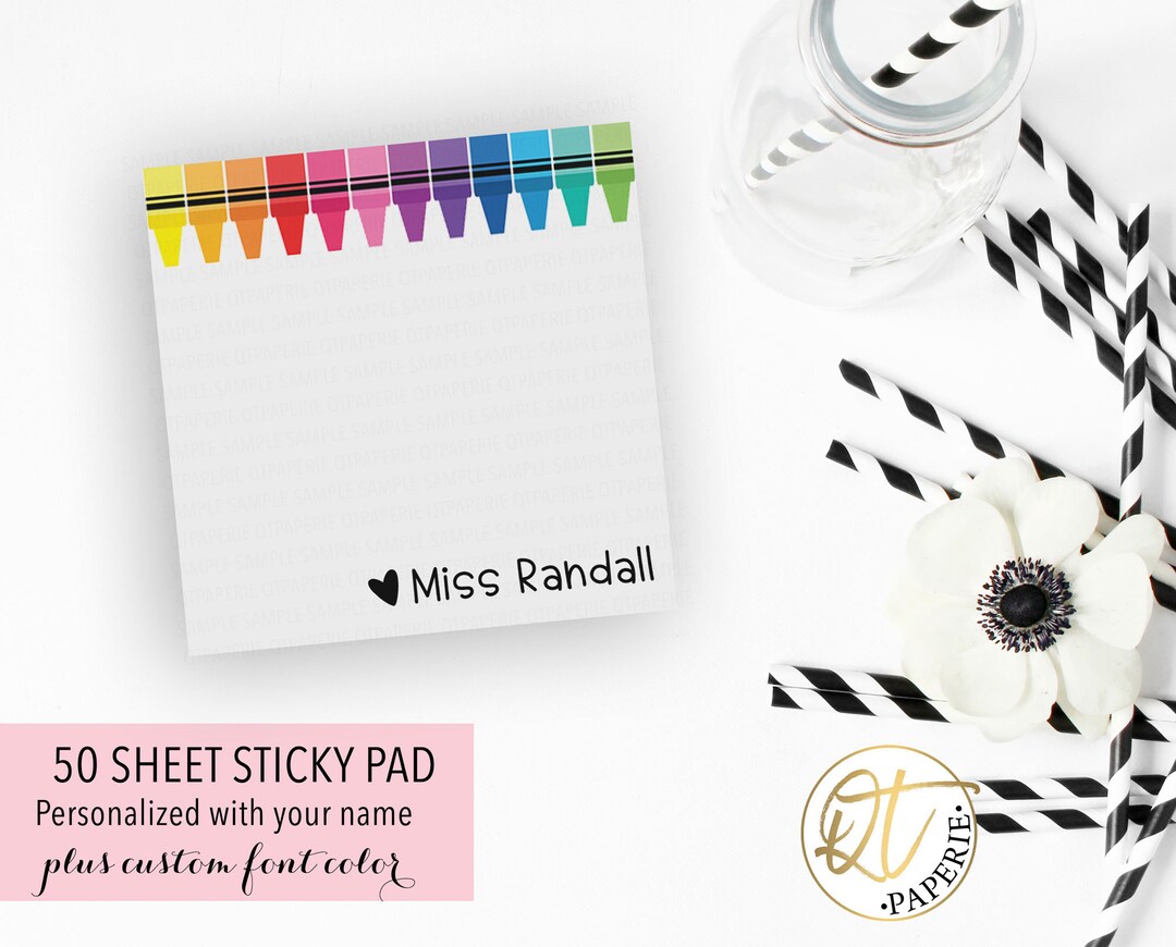 Teacher Sticky Note, Teacher Notepad, Crayon Sticky Note, Teacher ...