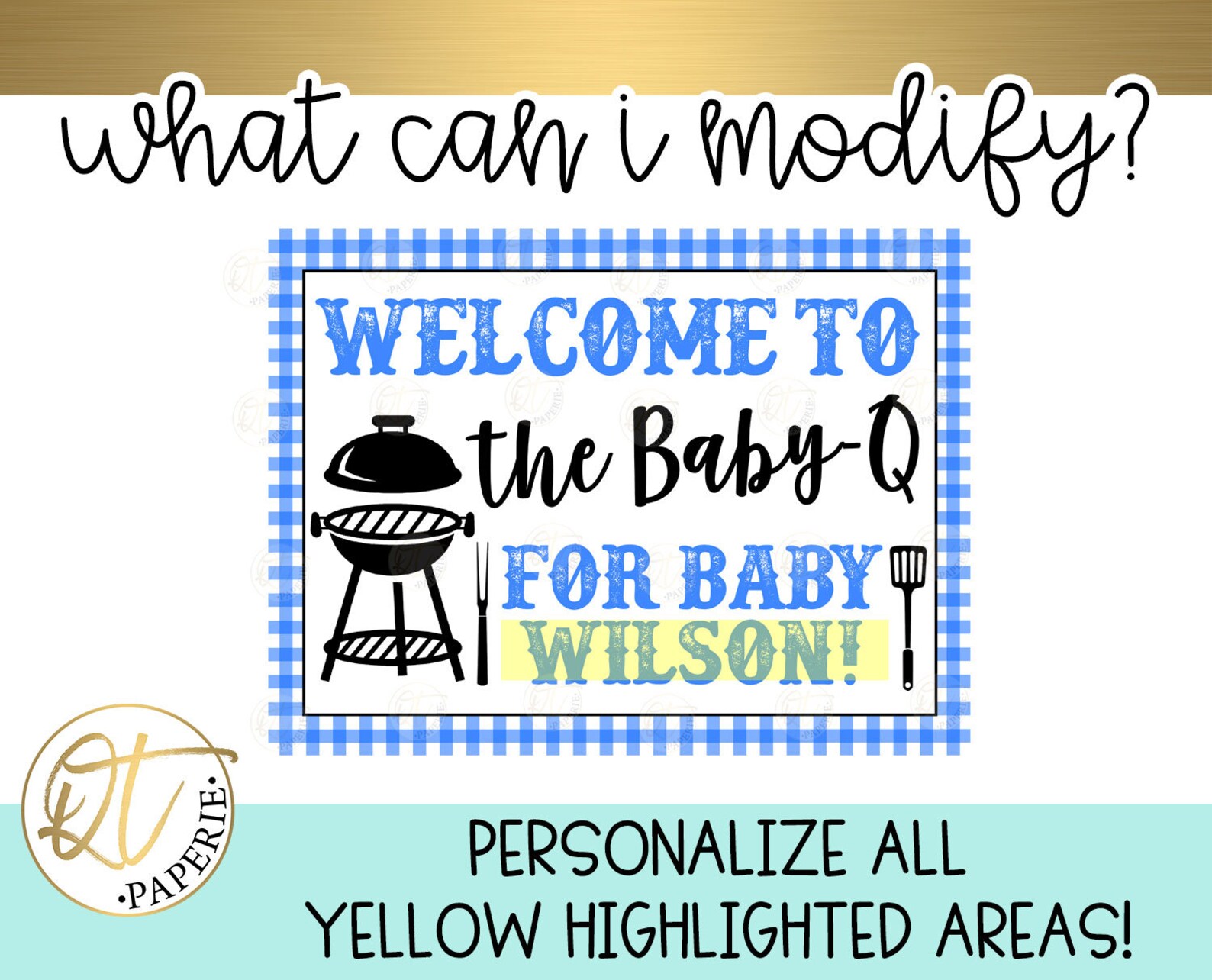 Blue Baby Q Baby Shower Sign Boy Barbeque Baby Shower Yard - Etsy