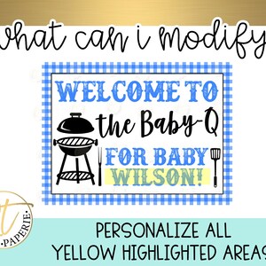 Blue Baby Q Baby Shower Sign, Boy Barbeque Baby Shower Yard Sign, Baby ...