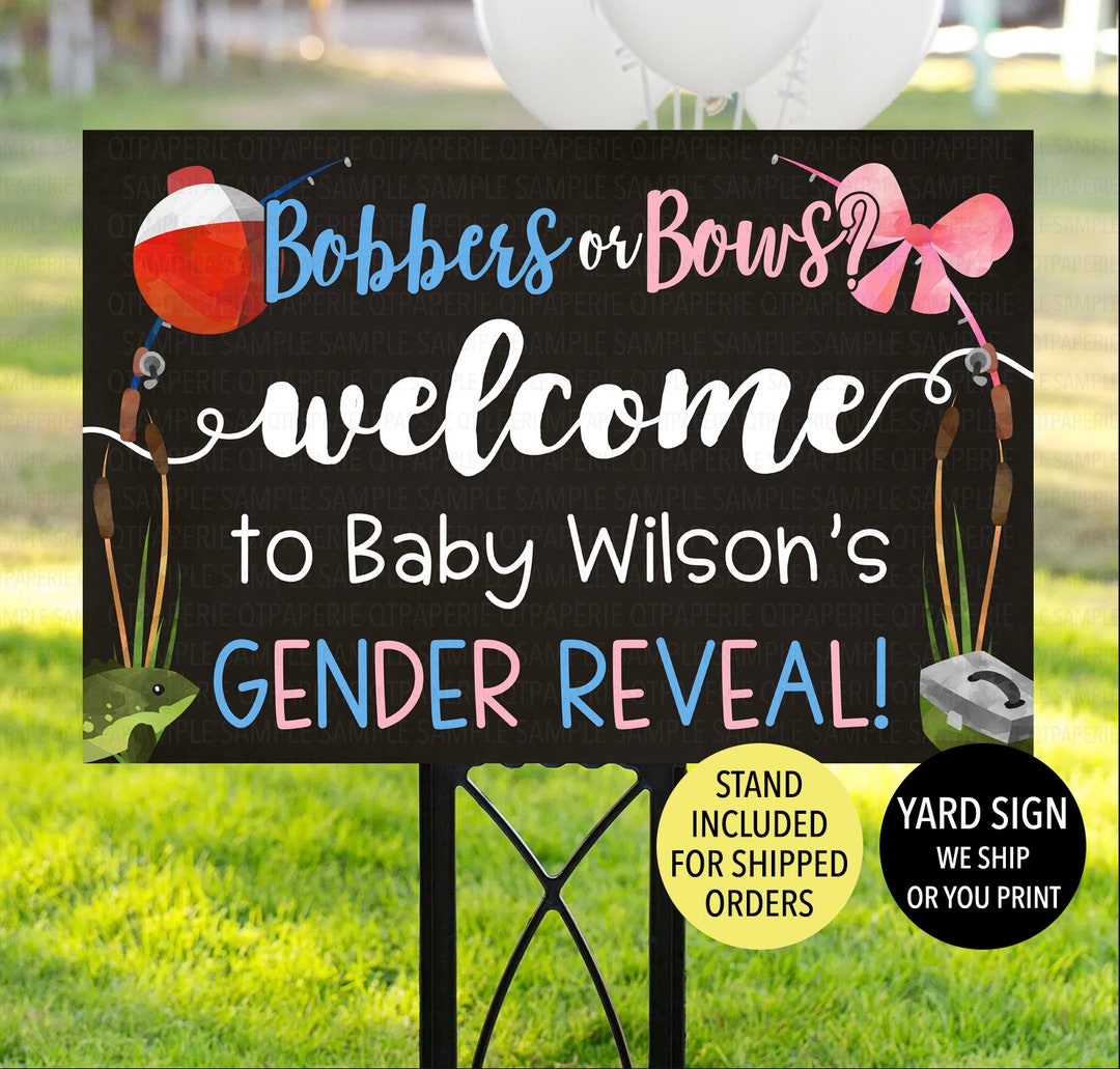 Bobbers or Bows Gender Reveal Sign, Fishing Gender Reveal Sign, Bobbers ...