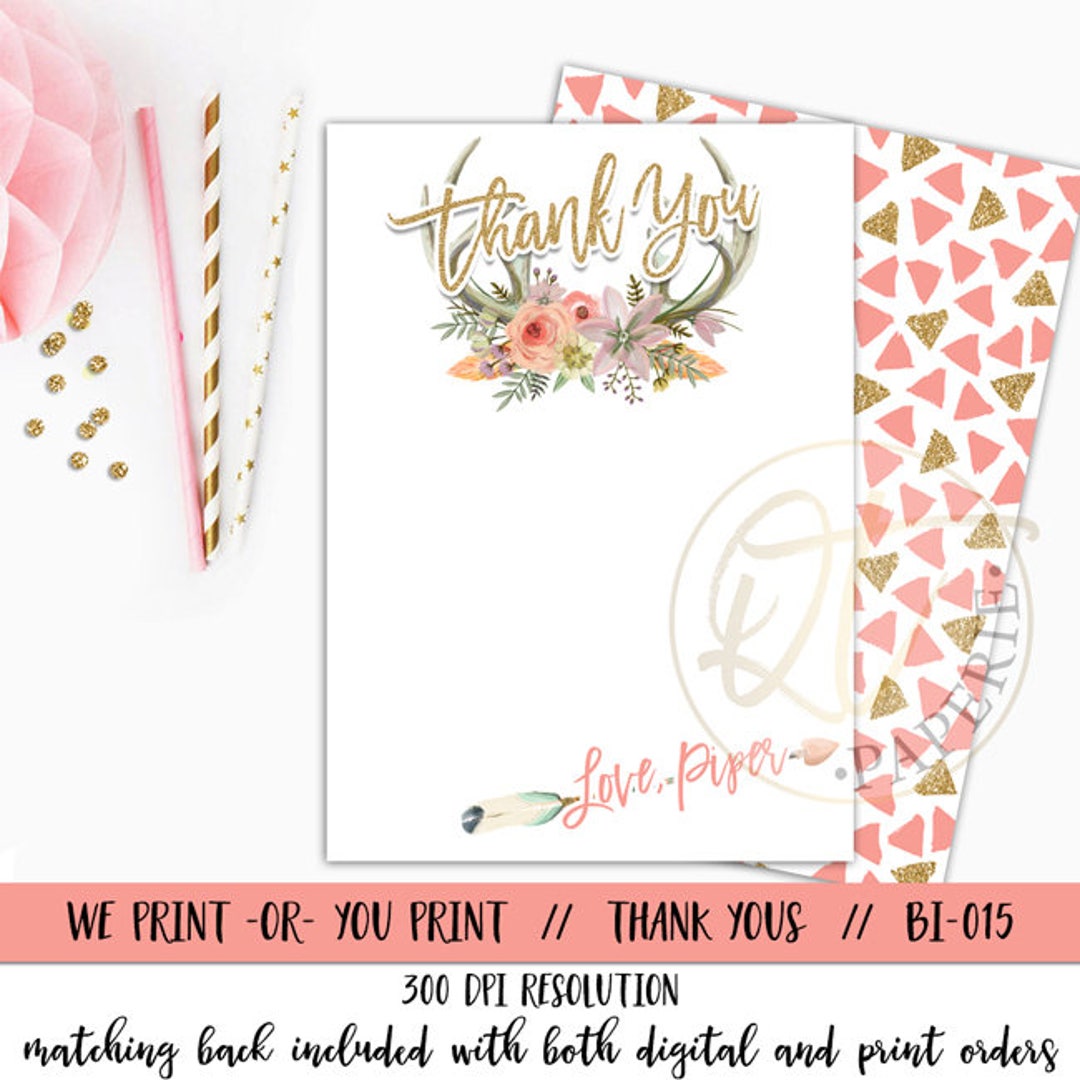 Boho Thank You Card, Boho Birthday Thank You, Two Wild Thank You, Boho ...
