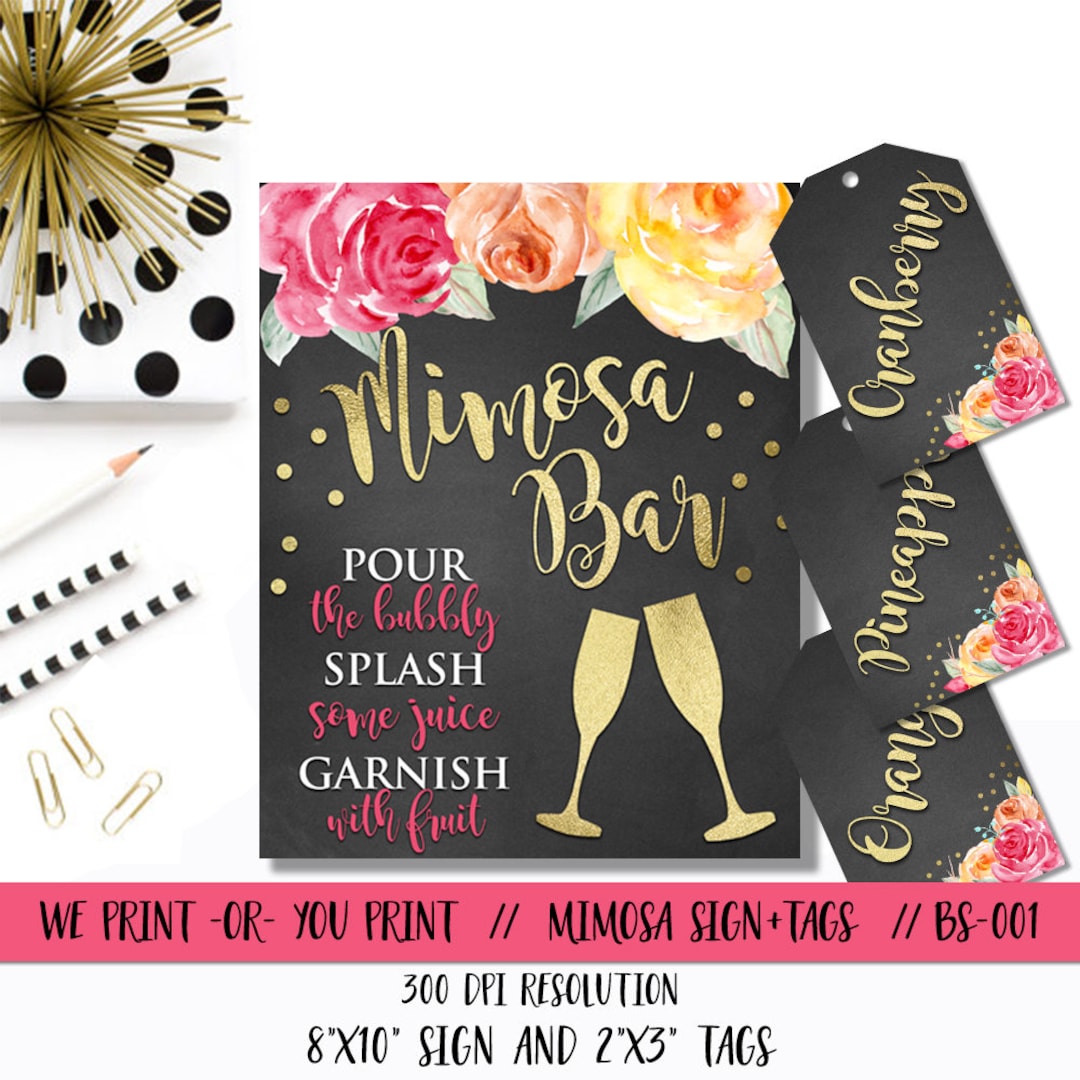 Mimosa Bar Sign, Mimosa Bar Label, Mimosa Bar Tag, Mimosa Bar Printable ...