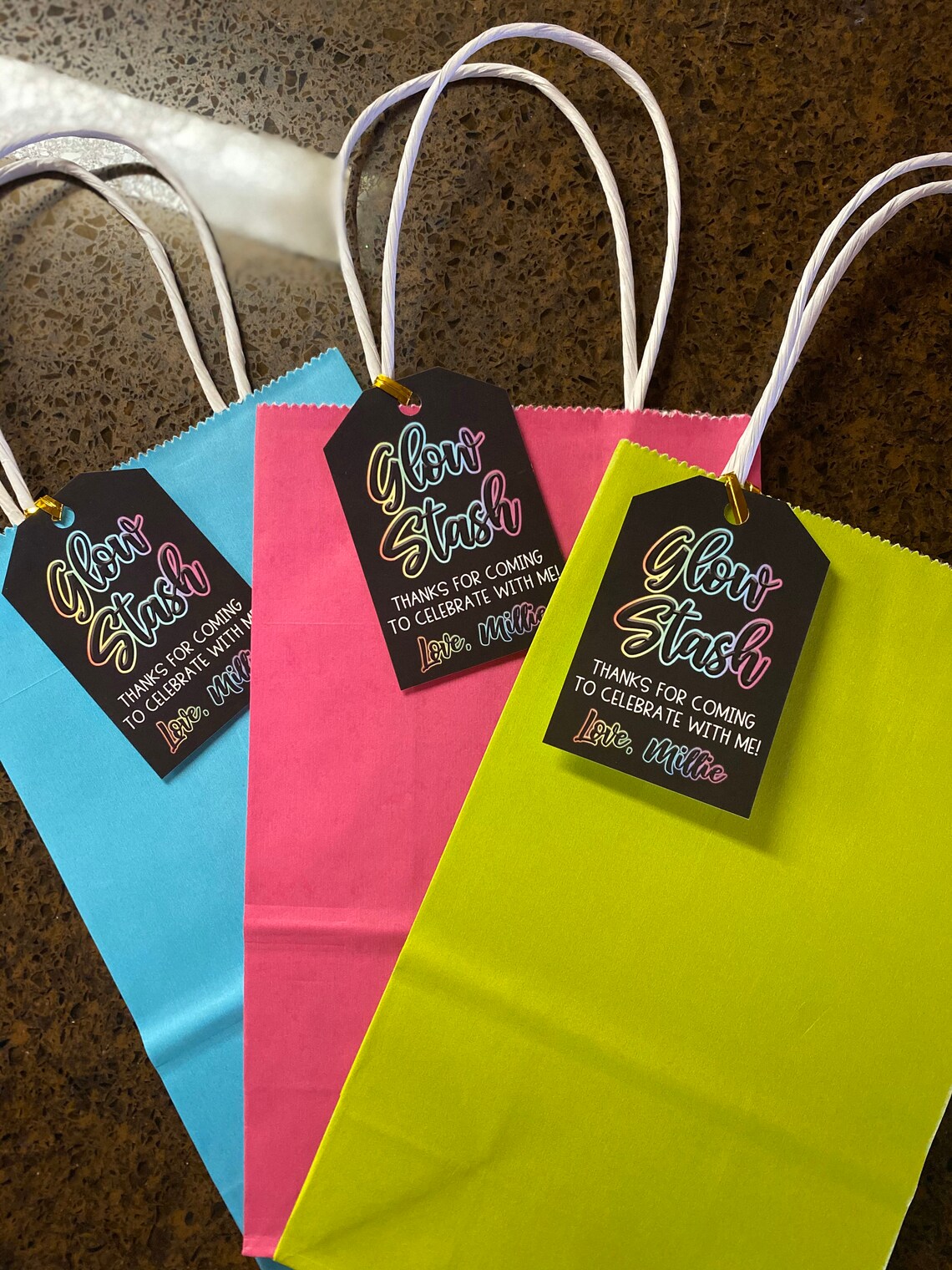 Glow Birthday Tag Neon Birthday Tag Glow Party Favor Tag | Etsy