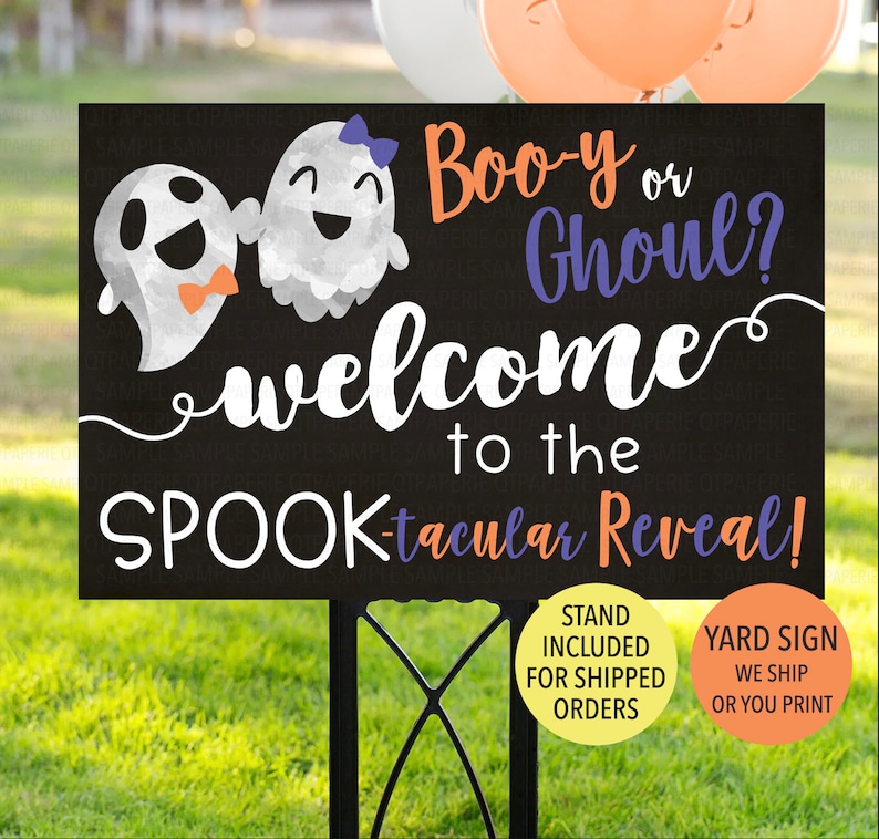 Halloween Gender Reveal Sign, Ghost Gender Reveal Welcome, Spooky ...