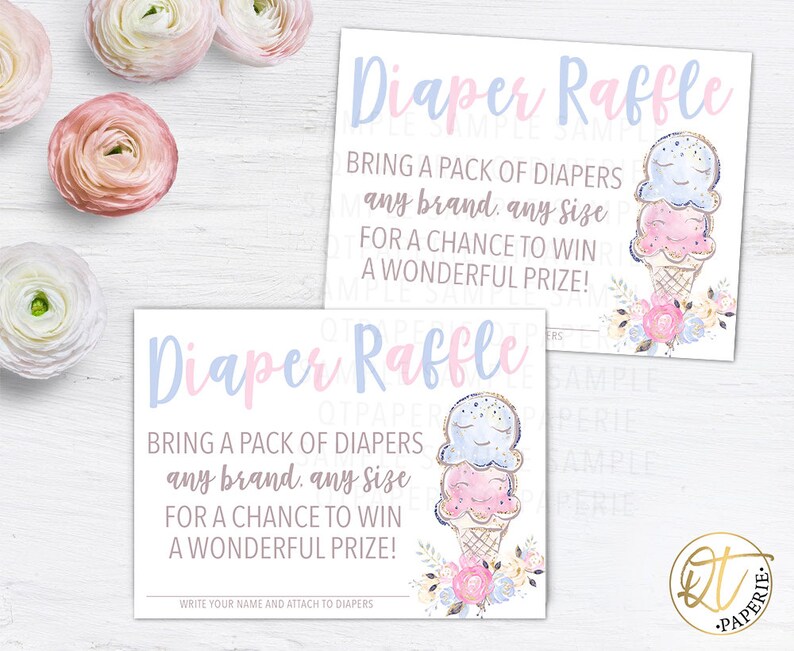 Ice Cream Diaper Raffle Ice Cream Gender Reveal Diaper - Etsy