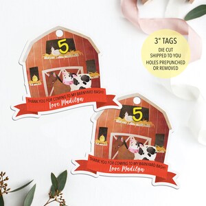 Farm Birthday Thank You Tag, Girl Farm Thank You Tag, Pink Farm ...