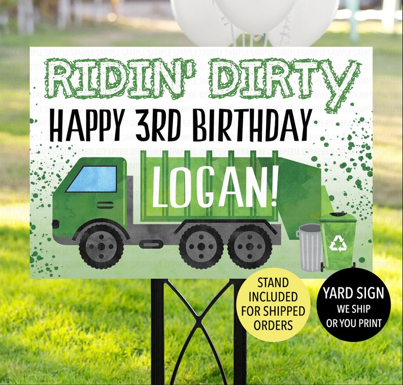 Garbage Truck Birthday Sign Trash Truck Happy Birthday Yard - Etsy